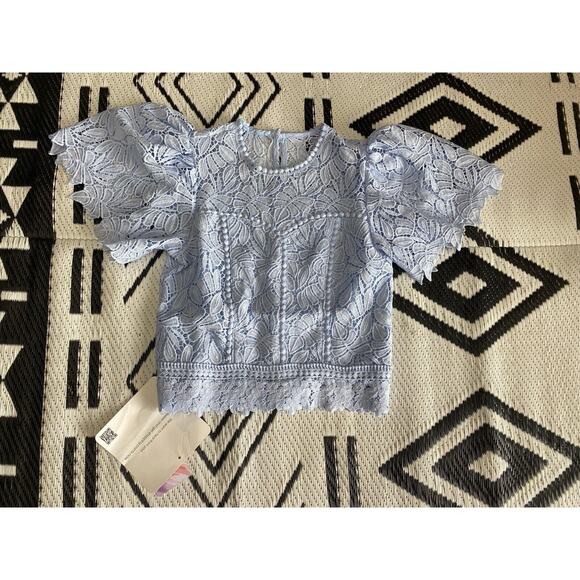 Chicwish | Tops | Chicwish Leaf Cutwork Crochet Xs Blue | Poshmark